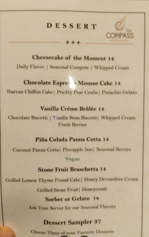 The Compass Restaurant Menu | Rooftop Dining & Seasonal Cuisine in ...